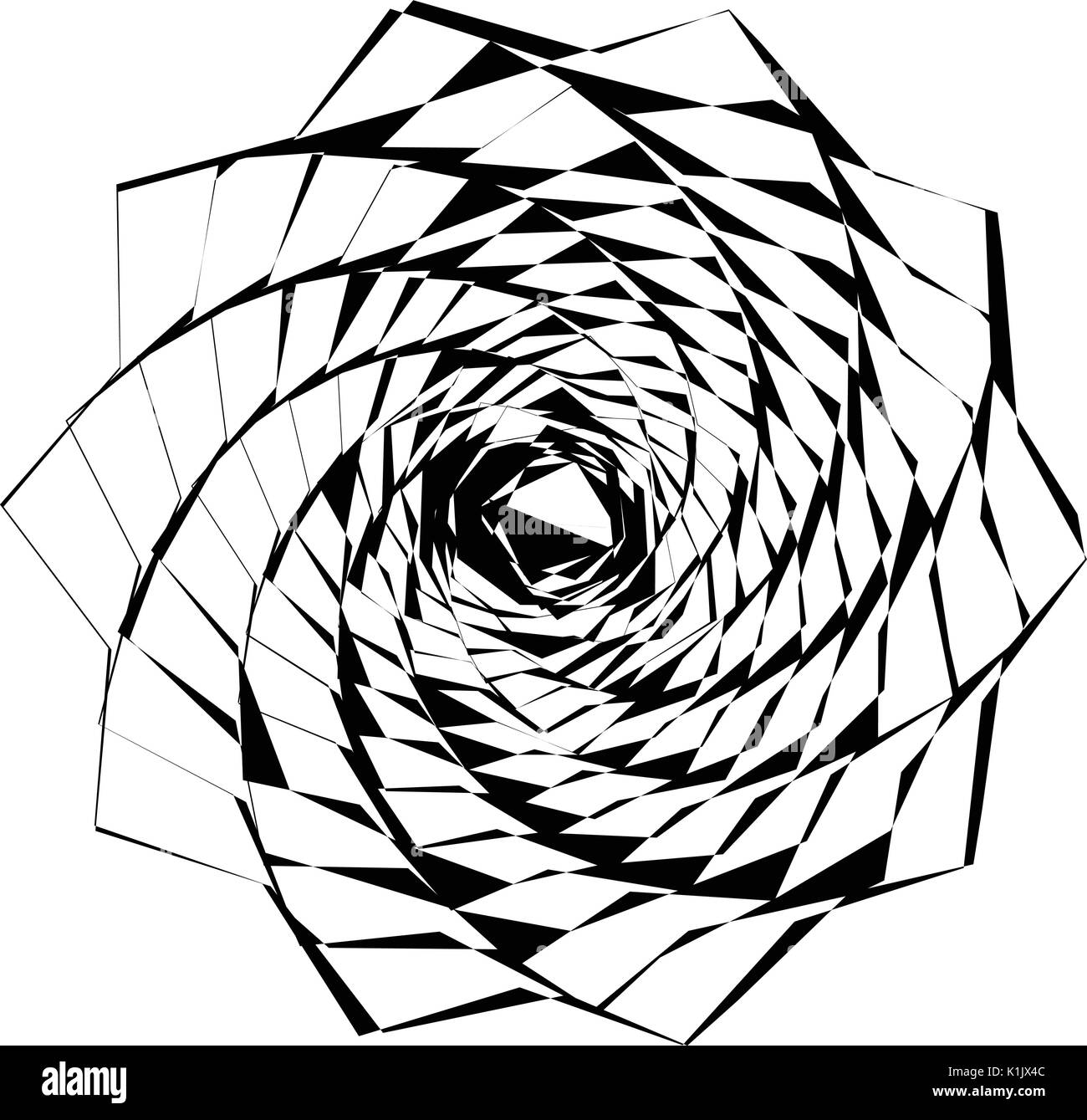 Circular geometric motif. Abstract grayscale op-art element Stock ...