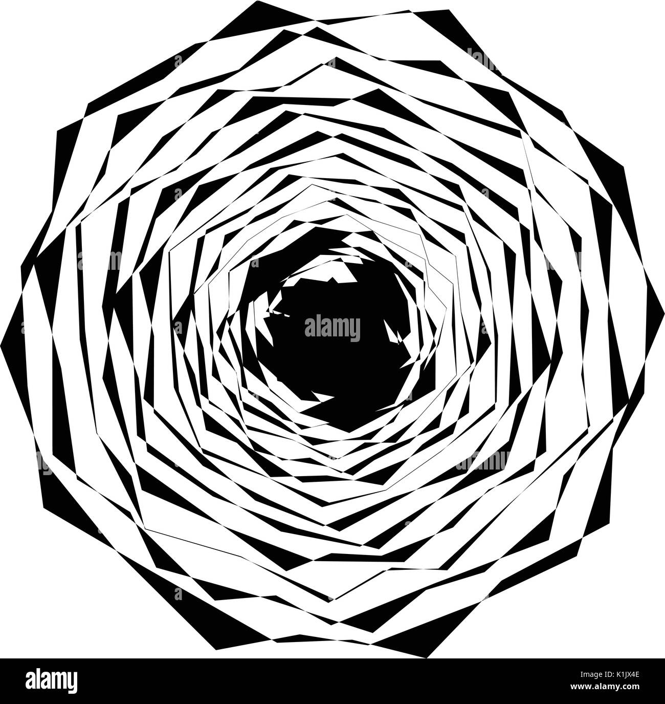 Circular geometric motif. Abstract grayscale op-art element Stock ...