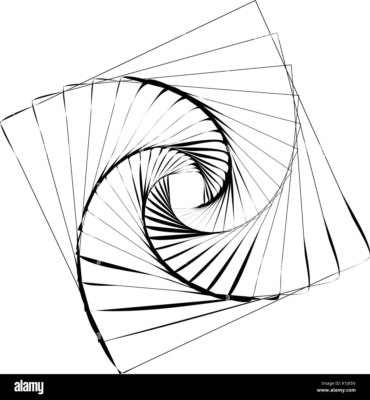 Circular geometric motif. Abstract grayscale op-art element Stock ...