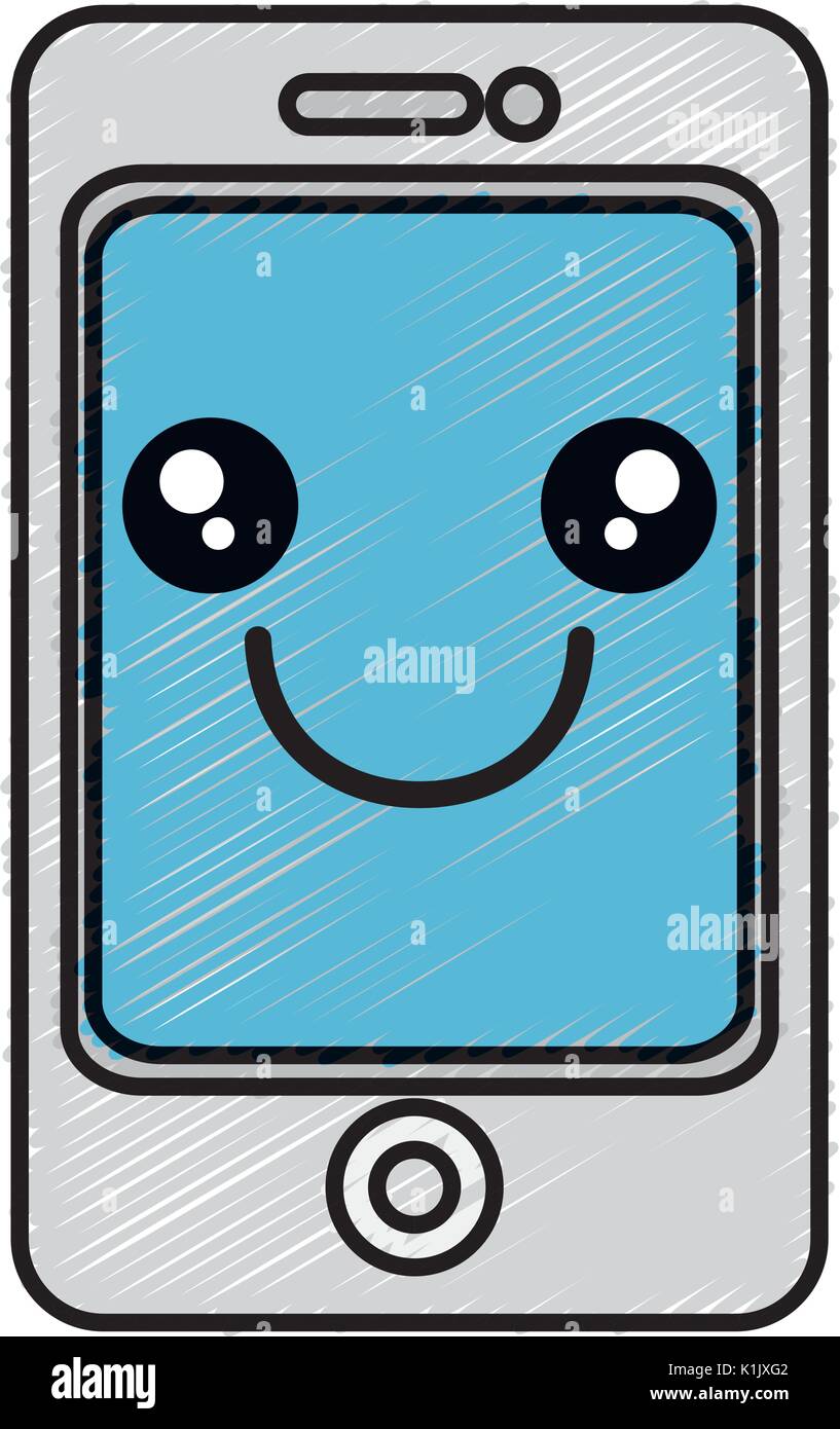 smartphone device kawaii character vector illustration design Stock ...