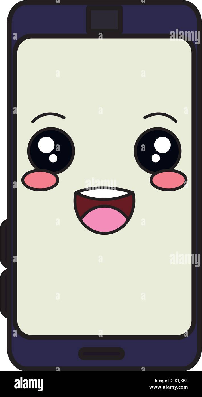 smartphone device kawaii character vector illustration design Stock ...
