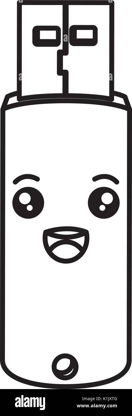 usb memory kawaii character vector illustration design Stock Vector ...