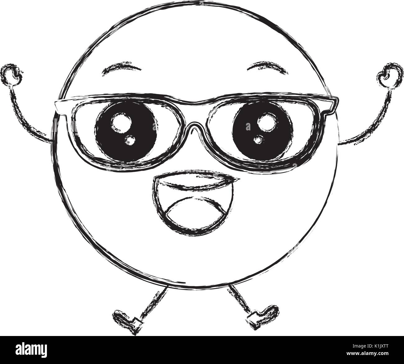 happy with glasses emoticon face character icon vector illustration ...