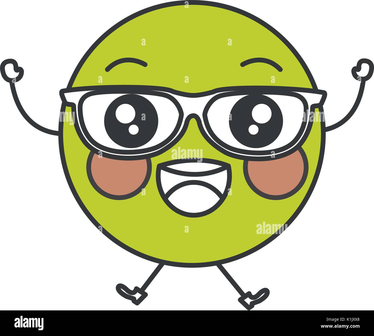 happy with glasses emoticon face character icon vector illustration ...