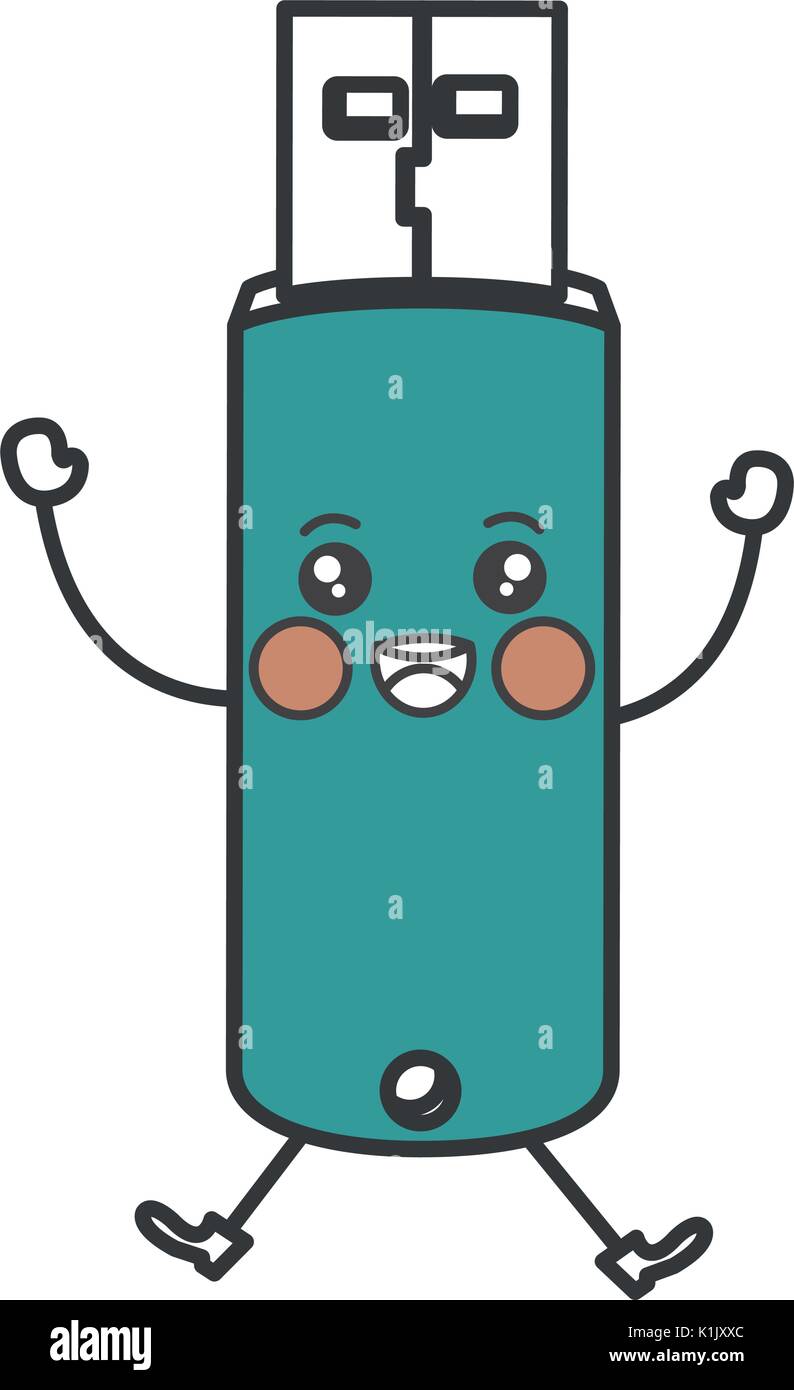 usb memory kawaii character vector illustration design Stock Vector ...