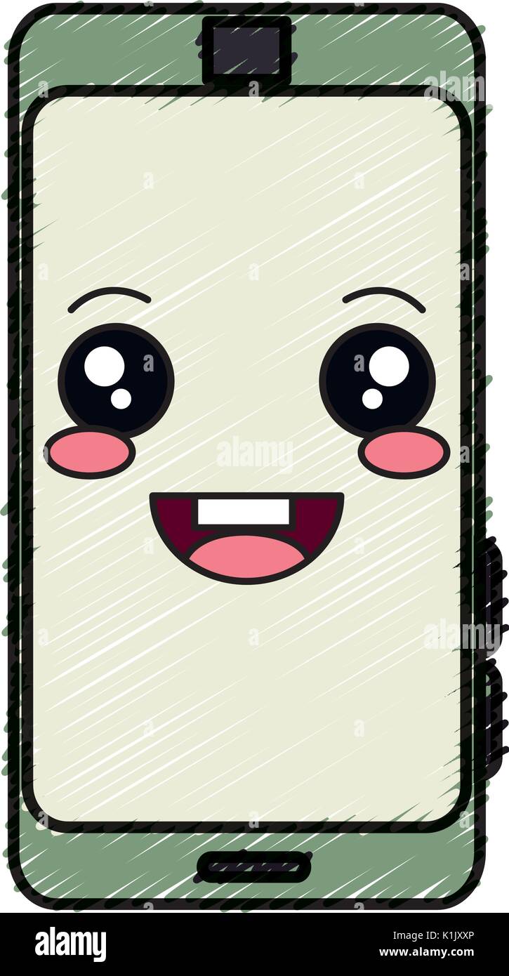 smartphone device kawaii character vector illustration design Stock ...