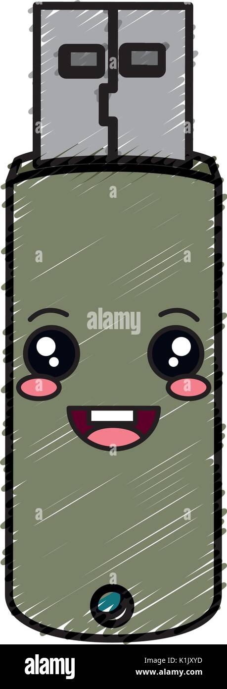 usb memory kawaii character vector illustration design Stock Vector ...