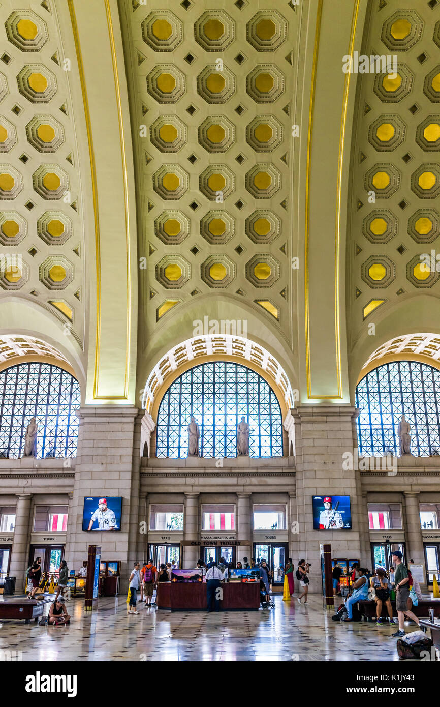 Washington DC, USA - July 1, 2017: Inside Union Station in capital city ...