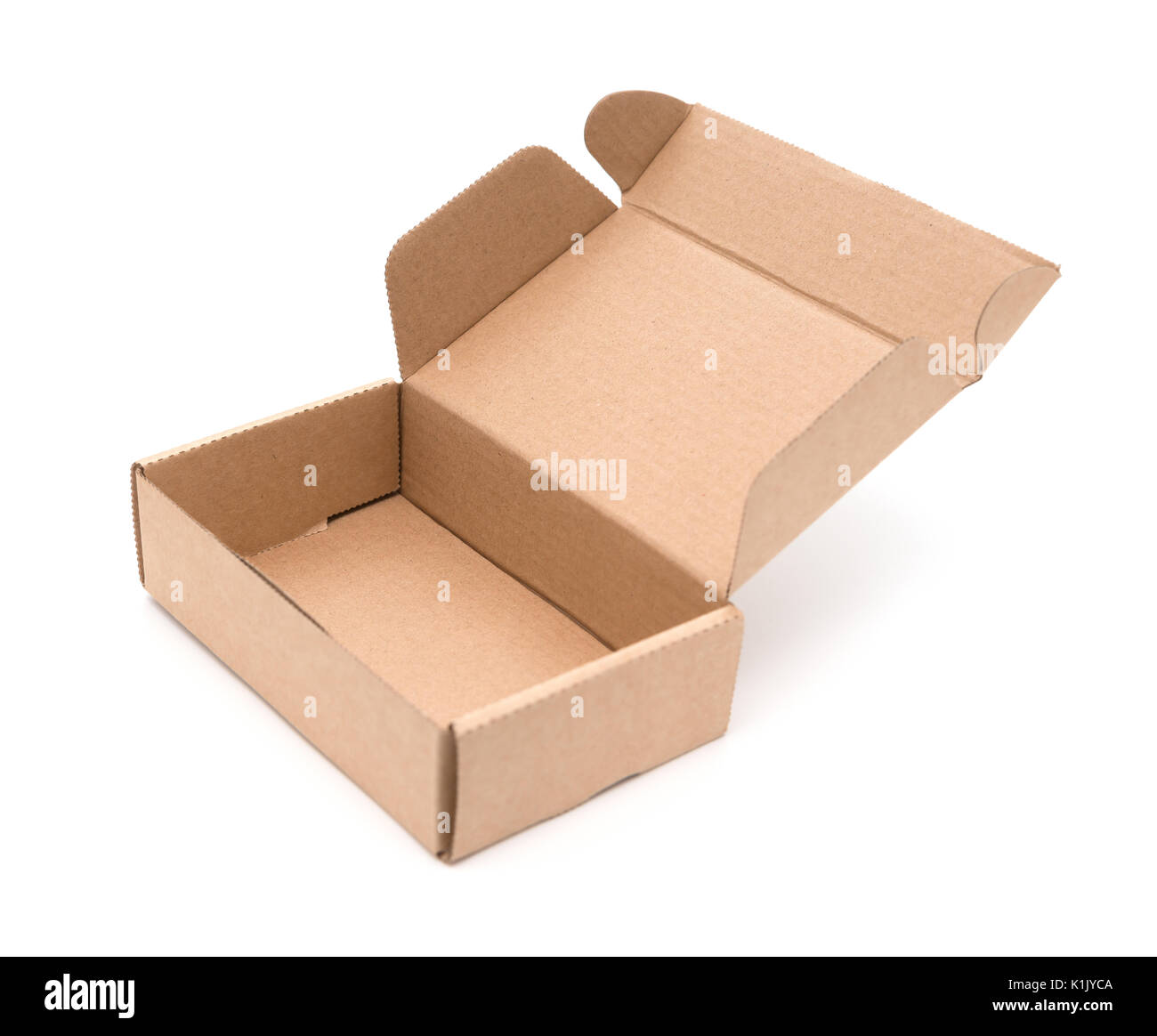 empty brown box opened on a white background Stock Photo - Alamy