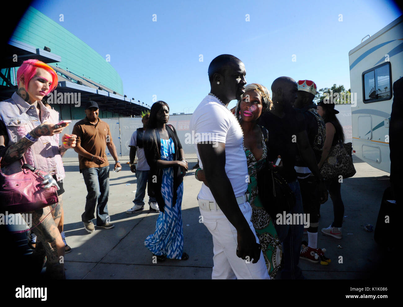 Akon Jeffree Star (l) attend DUB Magazine Show Los Angeles Convention ...