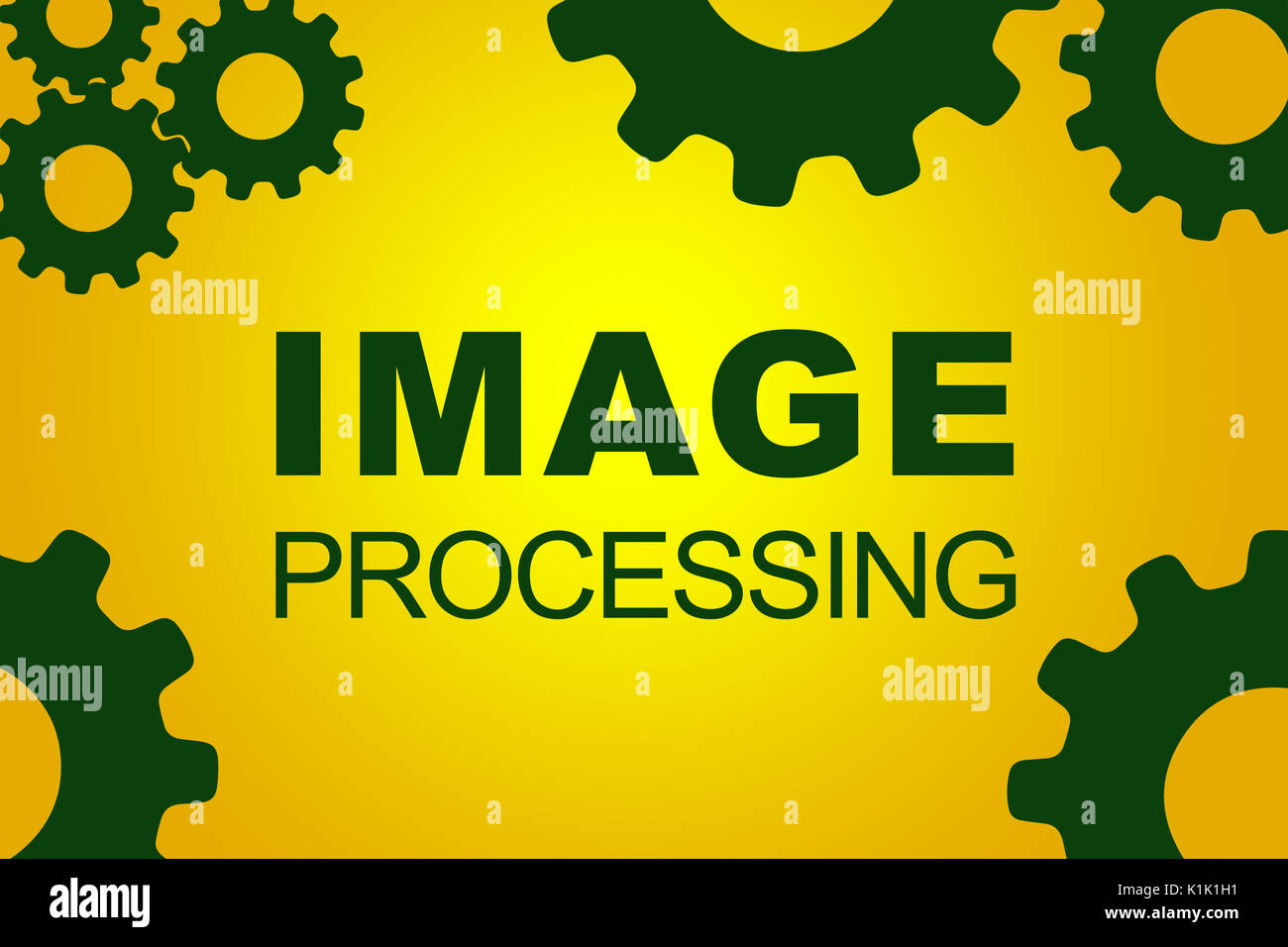 IMAGE PROCESSING sign concept illustration with green gear wheel ...