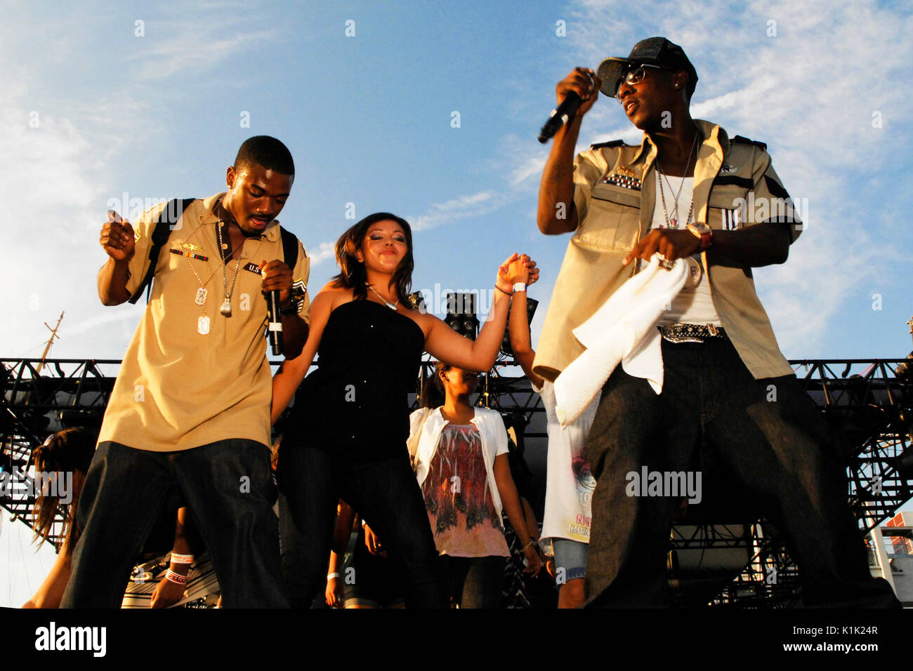 (L-R) Actor/Singer Ray J Rapper Shorty Mack performing Queen Mary for ...