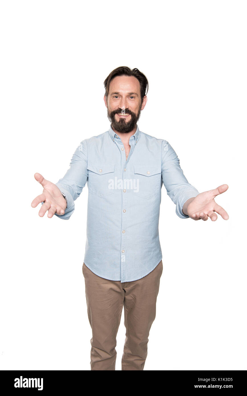 Handsome welcoming man smiling isolated hi-res stock photography and ...