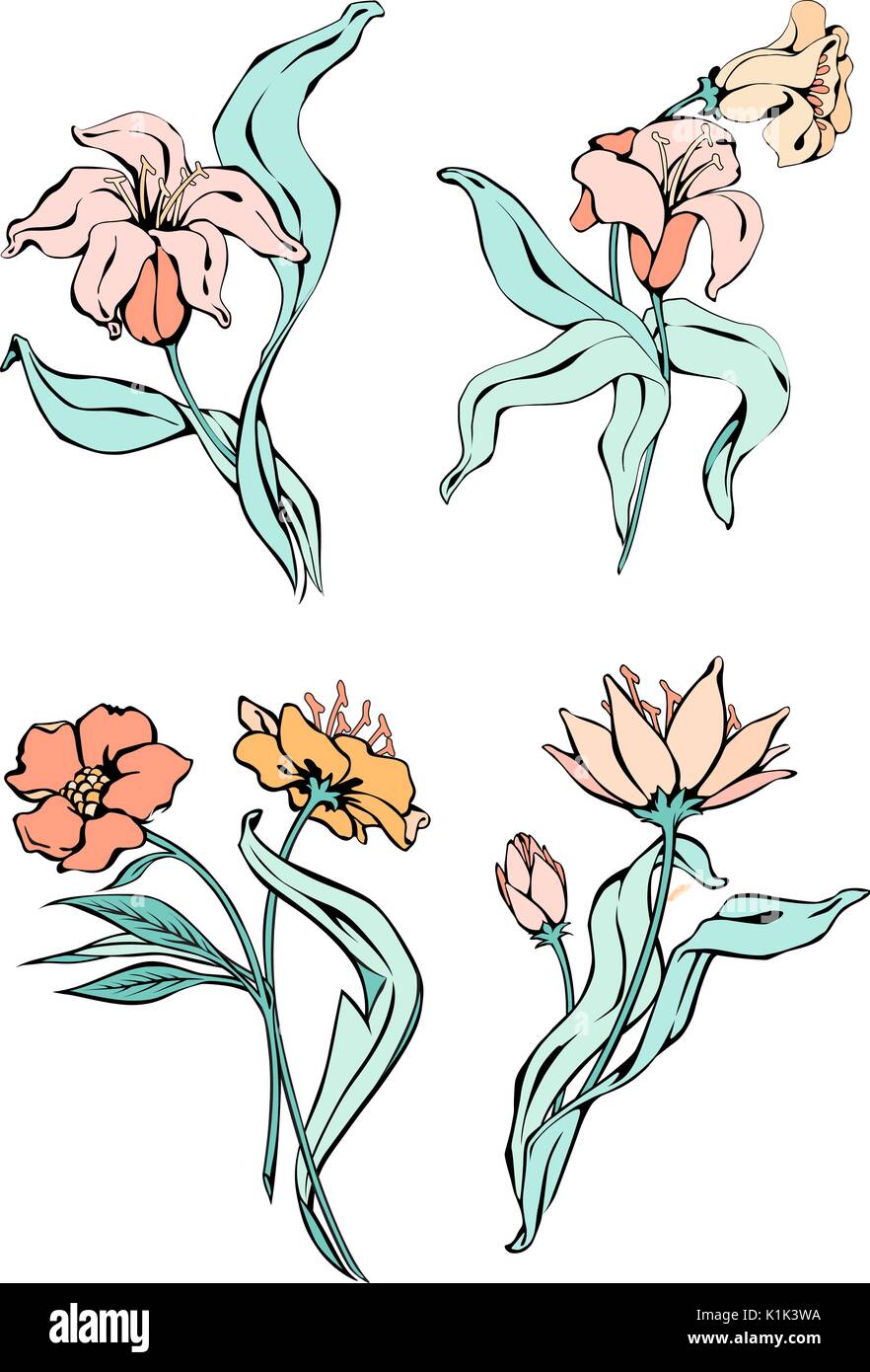 Flower on leaf background Stock Vector Images - Alamy