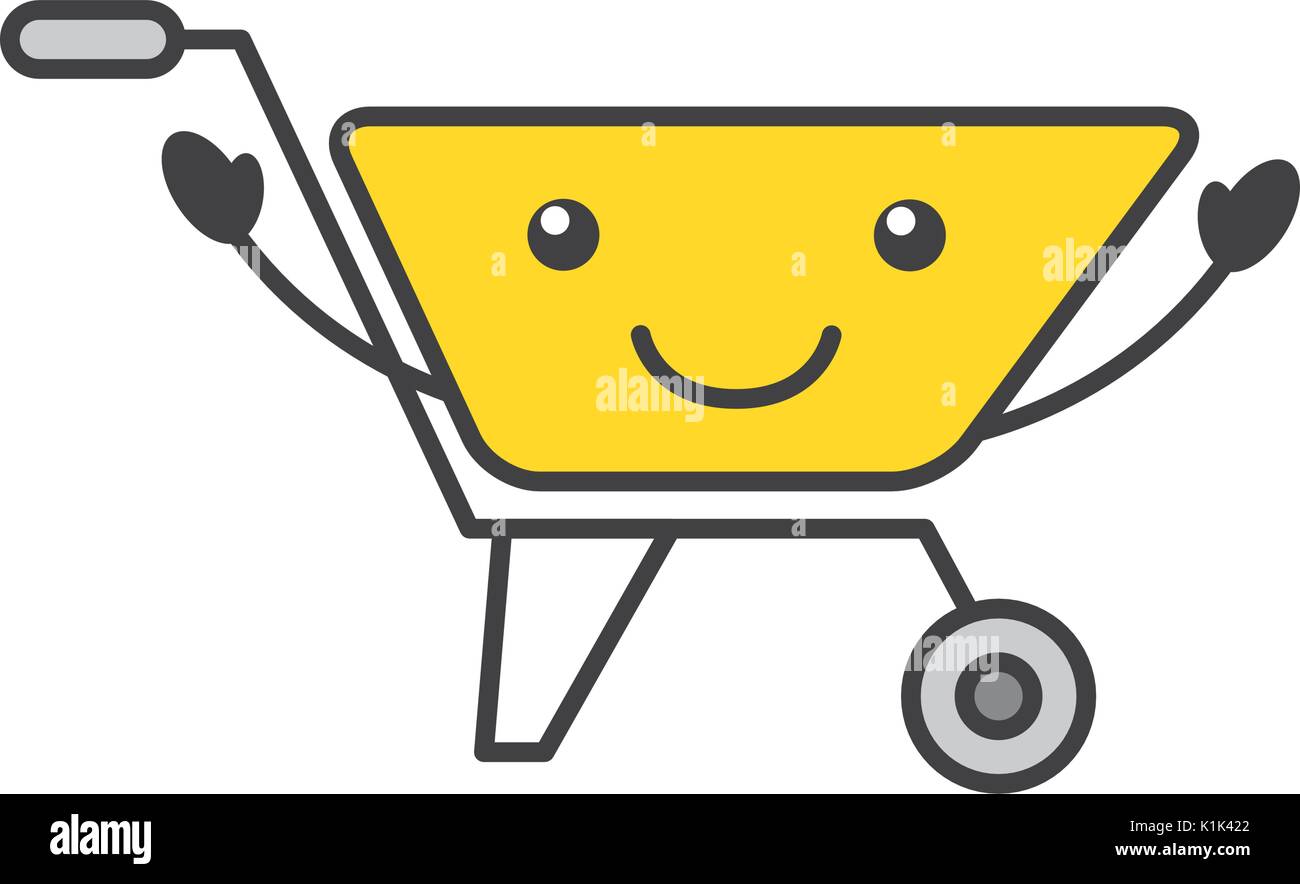 wheelbarrow construction kawaii character Stock Vector Image & Art - Alamy