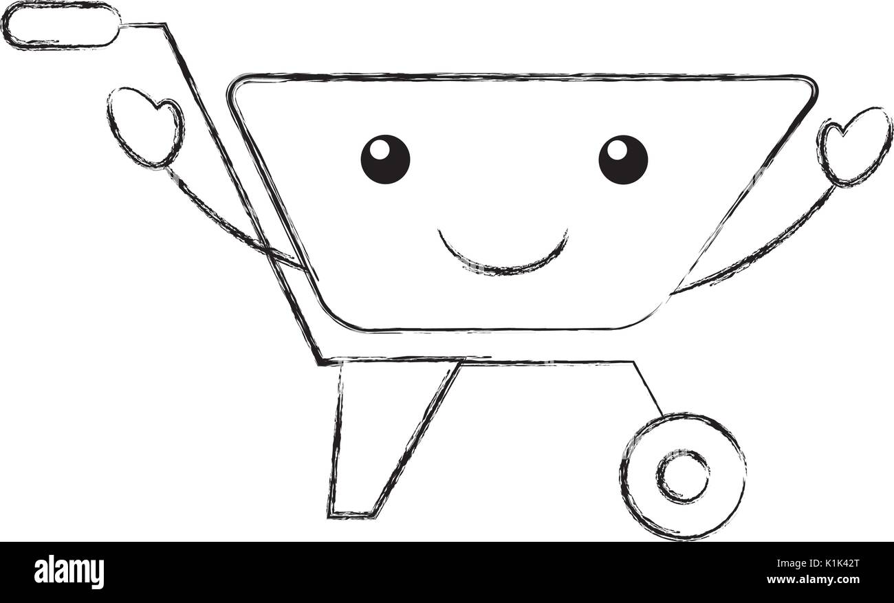 wheelbarrow construction kawaii character Stock Vector Image & Art - Alamy