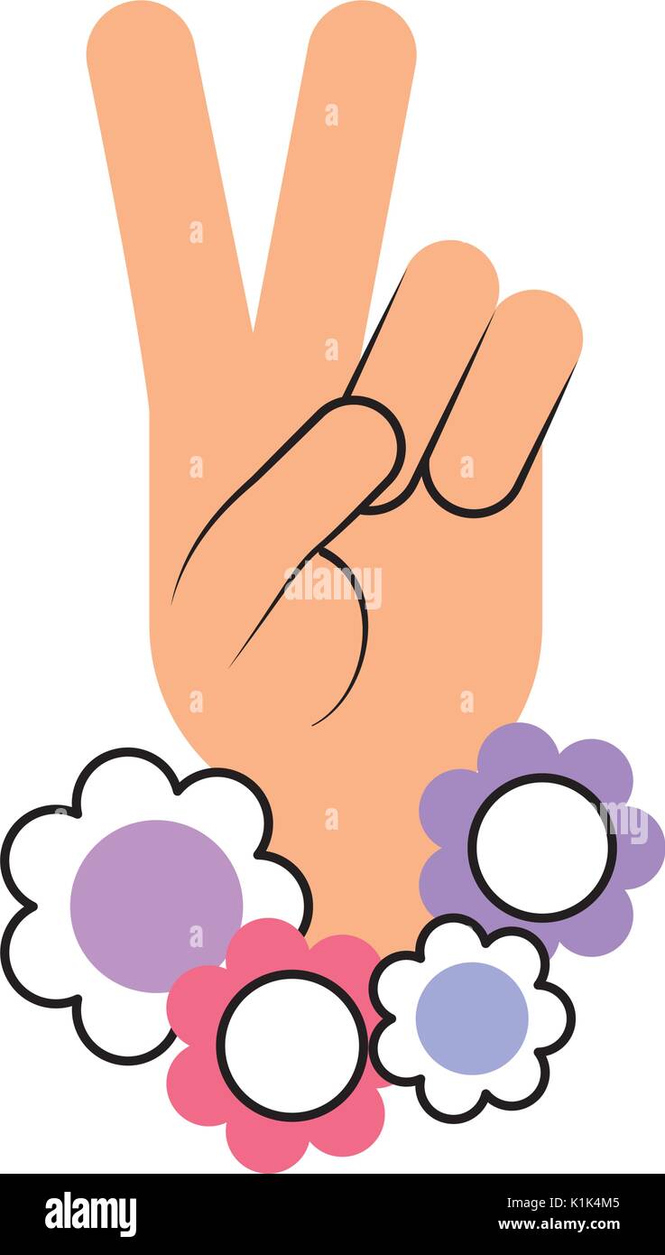 Hand making peace and love with flowers Stock Vector Image & Art - Alamy