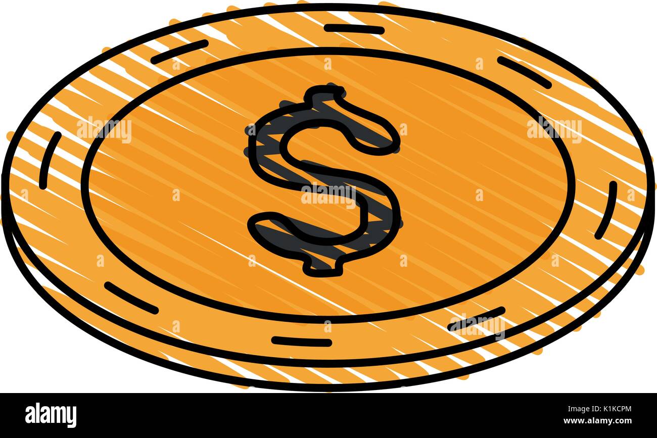 Colorful coin doodle over white background vector illustration Stock ...