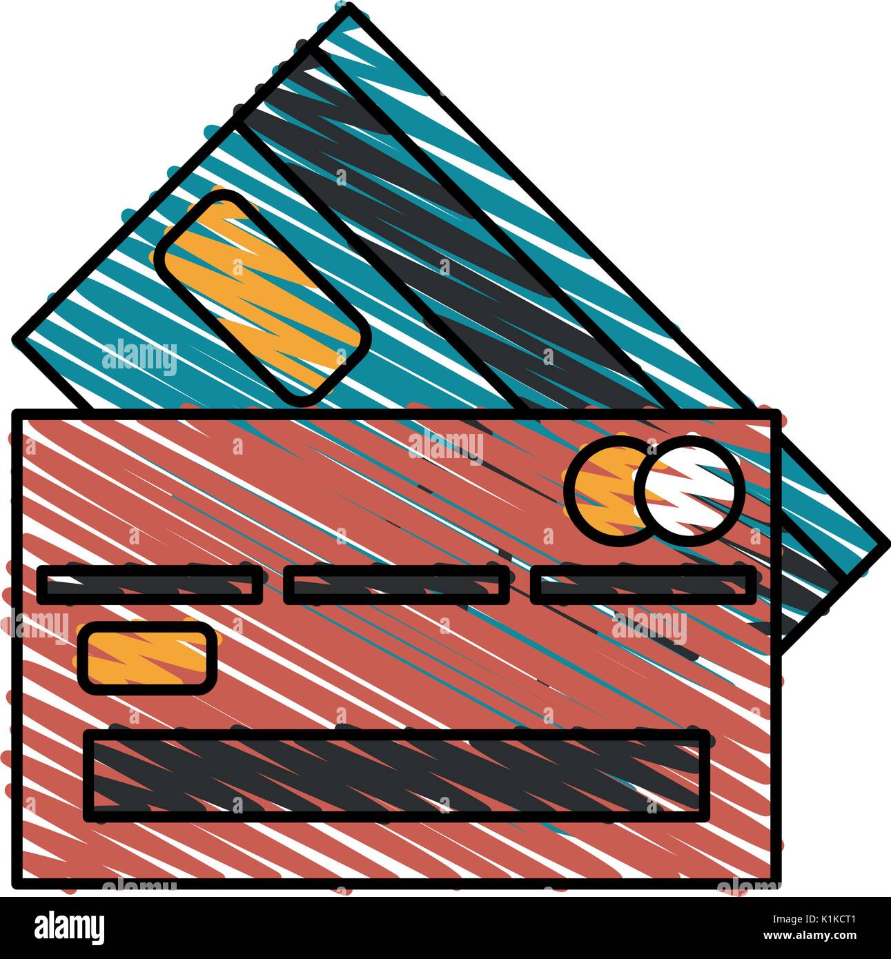 Colorful credit cards doodle over white background vector illustration ...