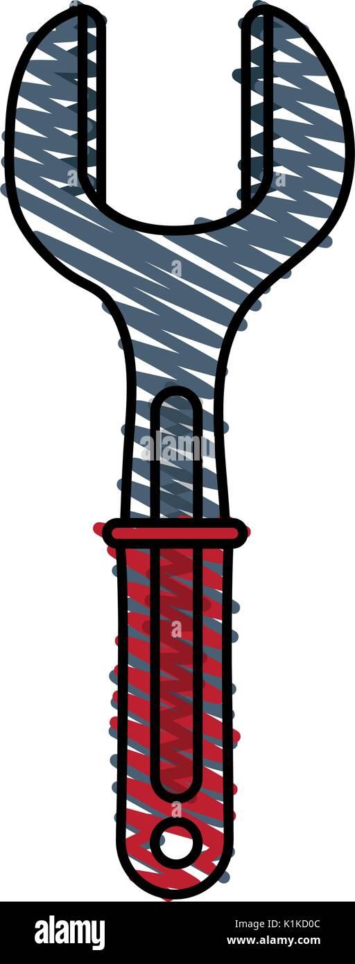 Colorful wrench doodle over white background vector illustration Stock ...