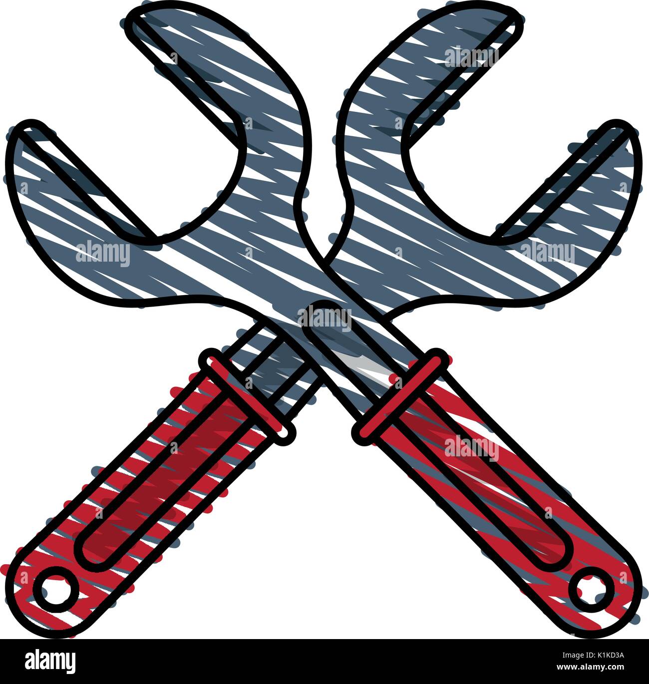Colorful wrenches doodle over white background vector illustration ...