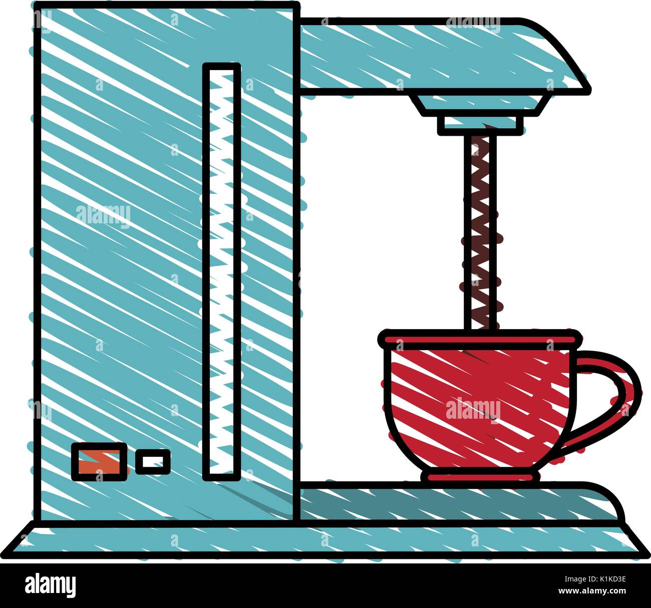 Colorful coffee maker doodle over white background vector illustration ...