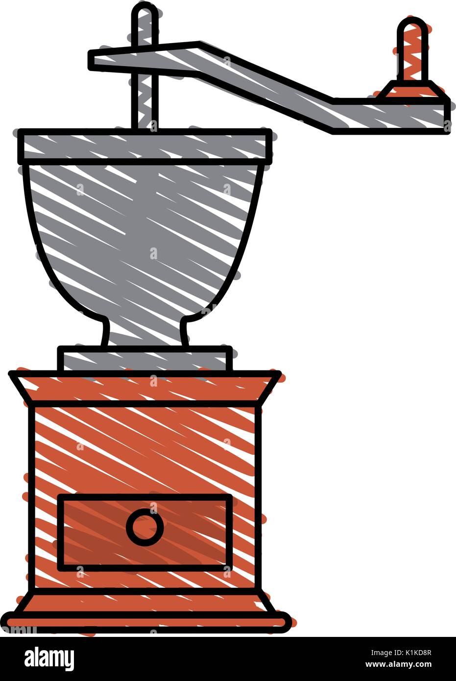Colorful coffee grinder doodle over white background vector ...