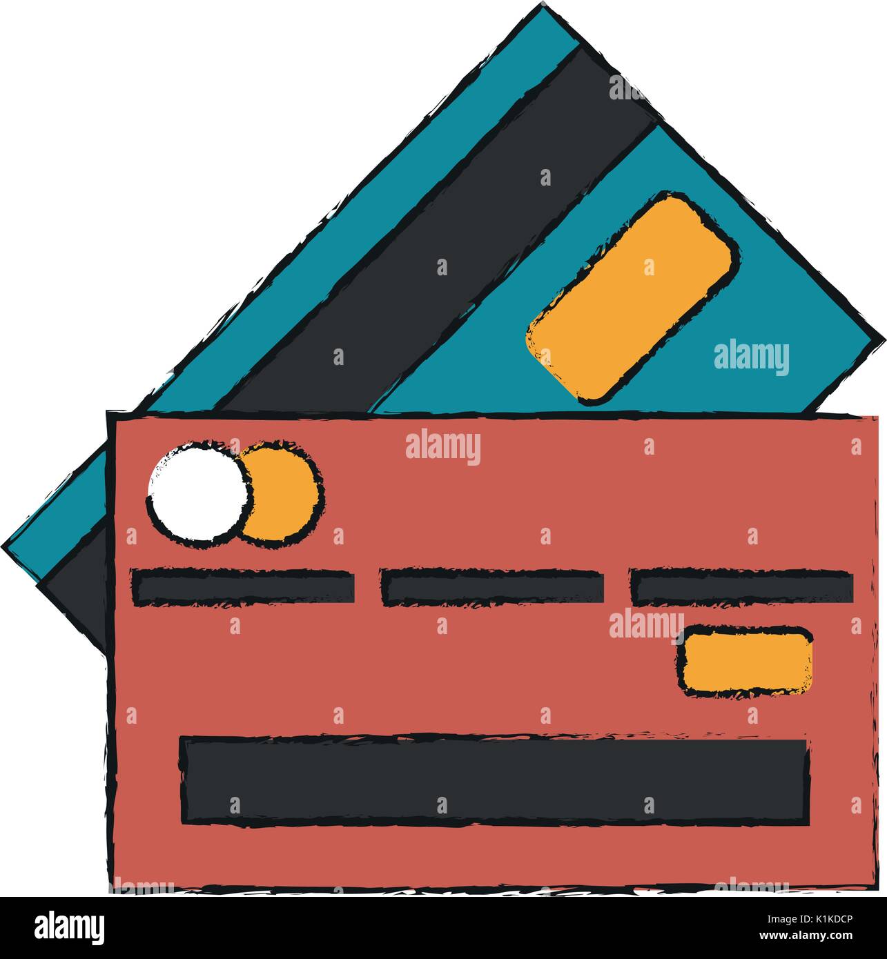 Colorful credit cards doodle over white background vector illustration ...