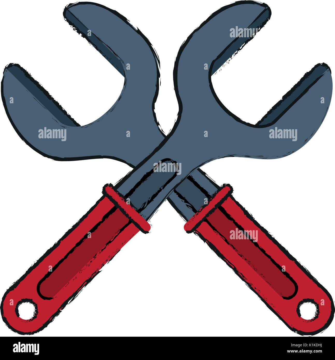Colorful wrenches doodle over white background vector illustration ...