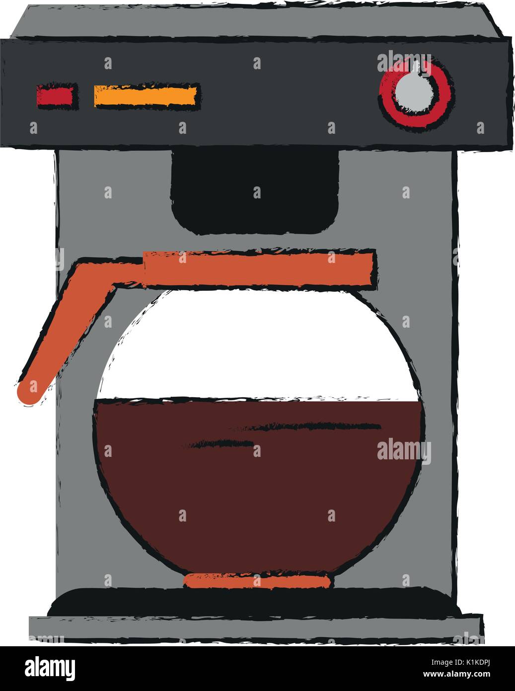 Colorful coffee maker doodle over white background vector illustration ...