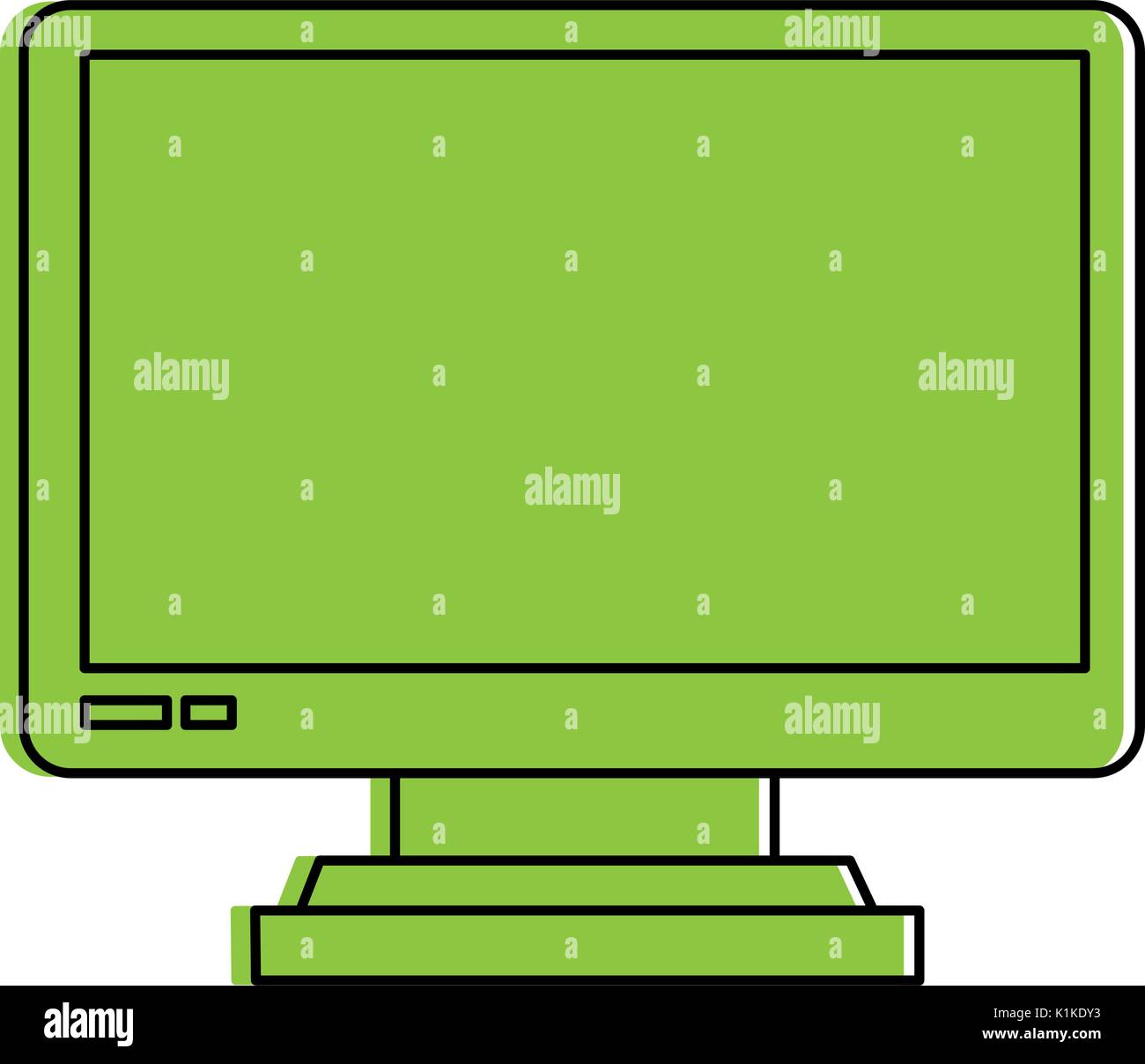 Green monocromatic computer screen design over white background vector ...