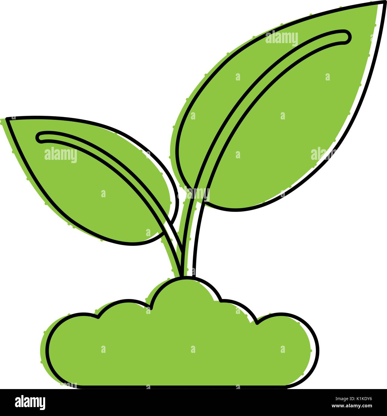 Green monocromatic plant design over white background vector ...