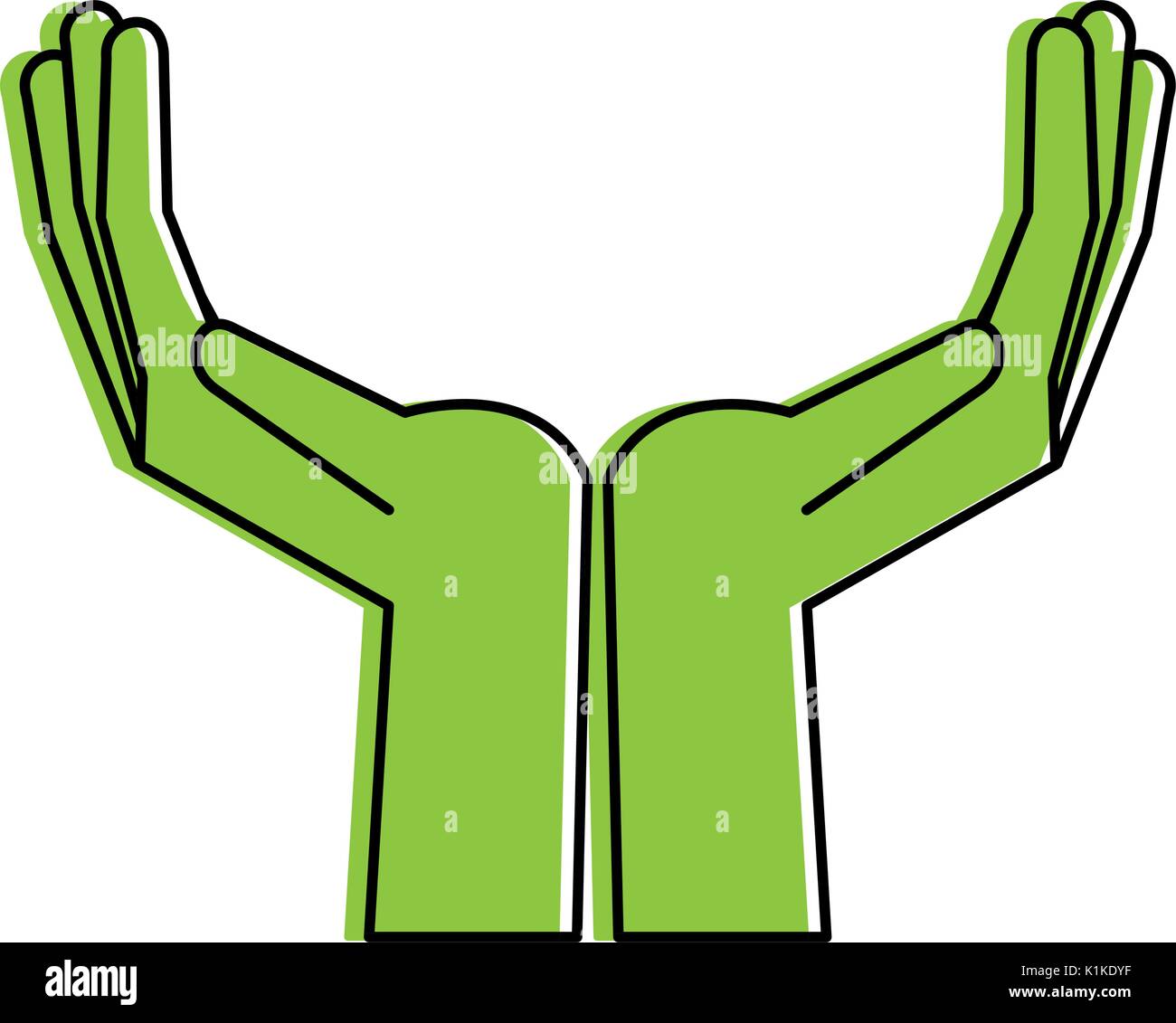 Green monocromatic hands design over white background vector ...