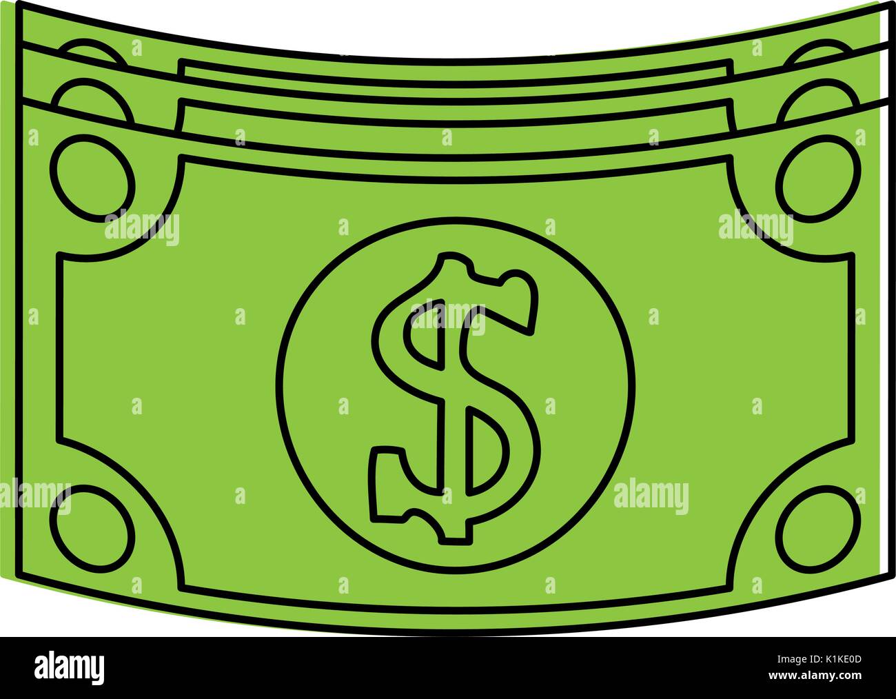 Green monocromatic bills over white background vector illustration ...