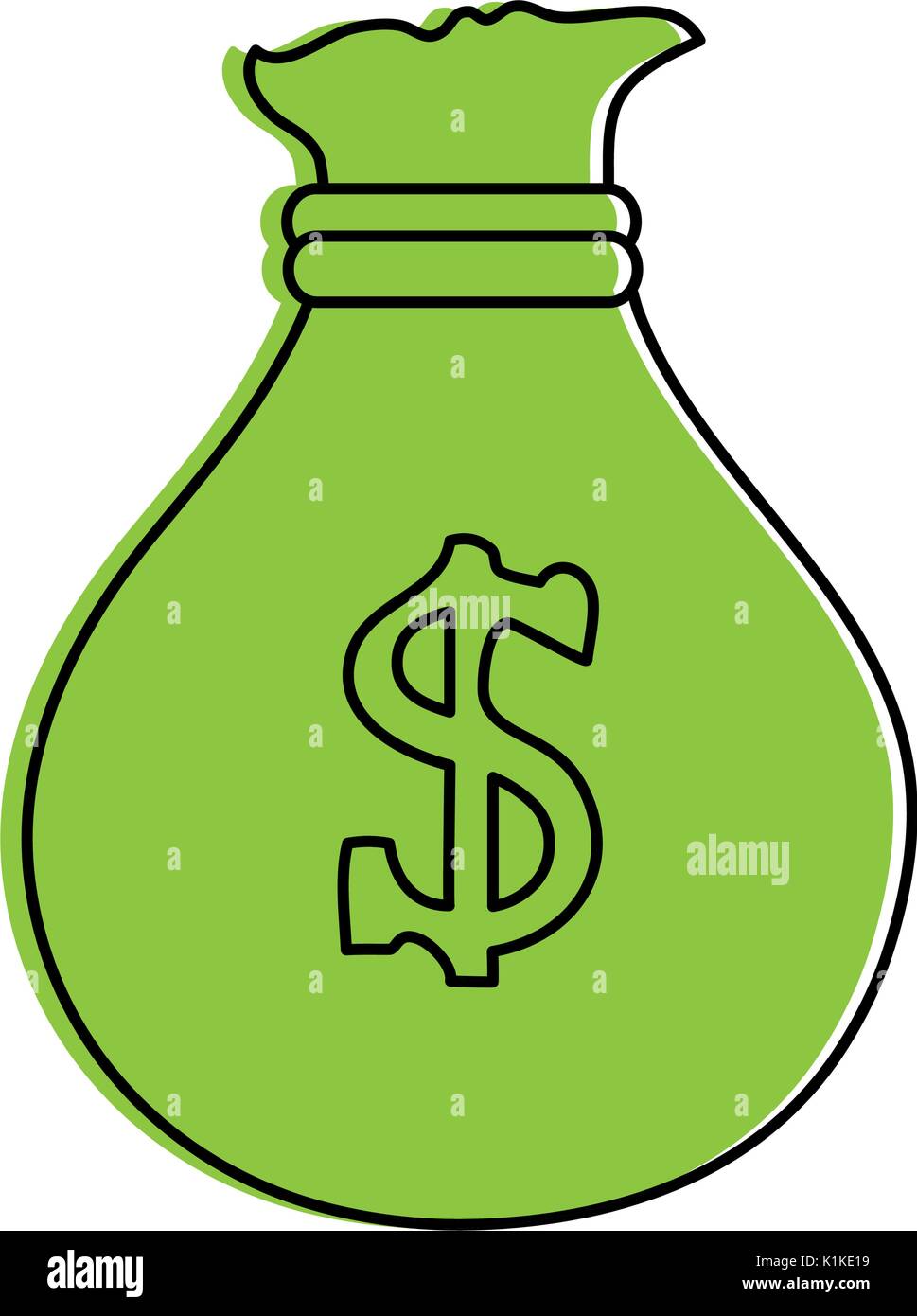 Green monocromatic money bag design over white background vector ...