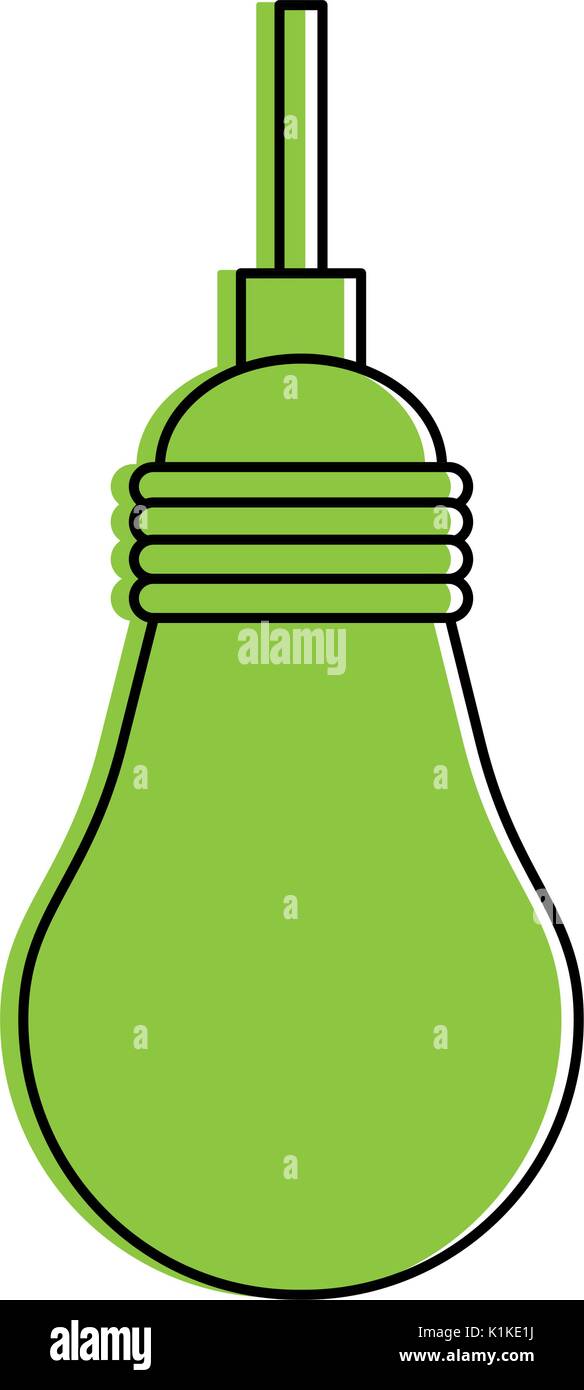 Green monocromatic light bulb design over white background vector ...