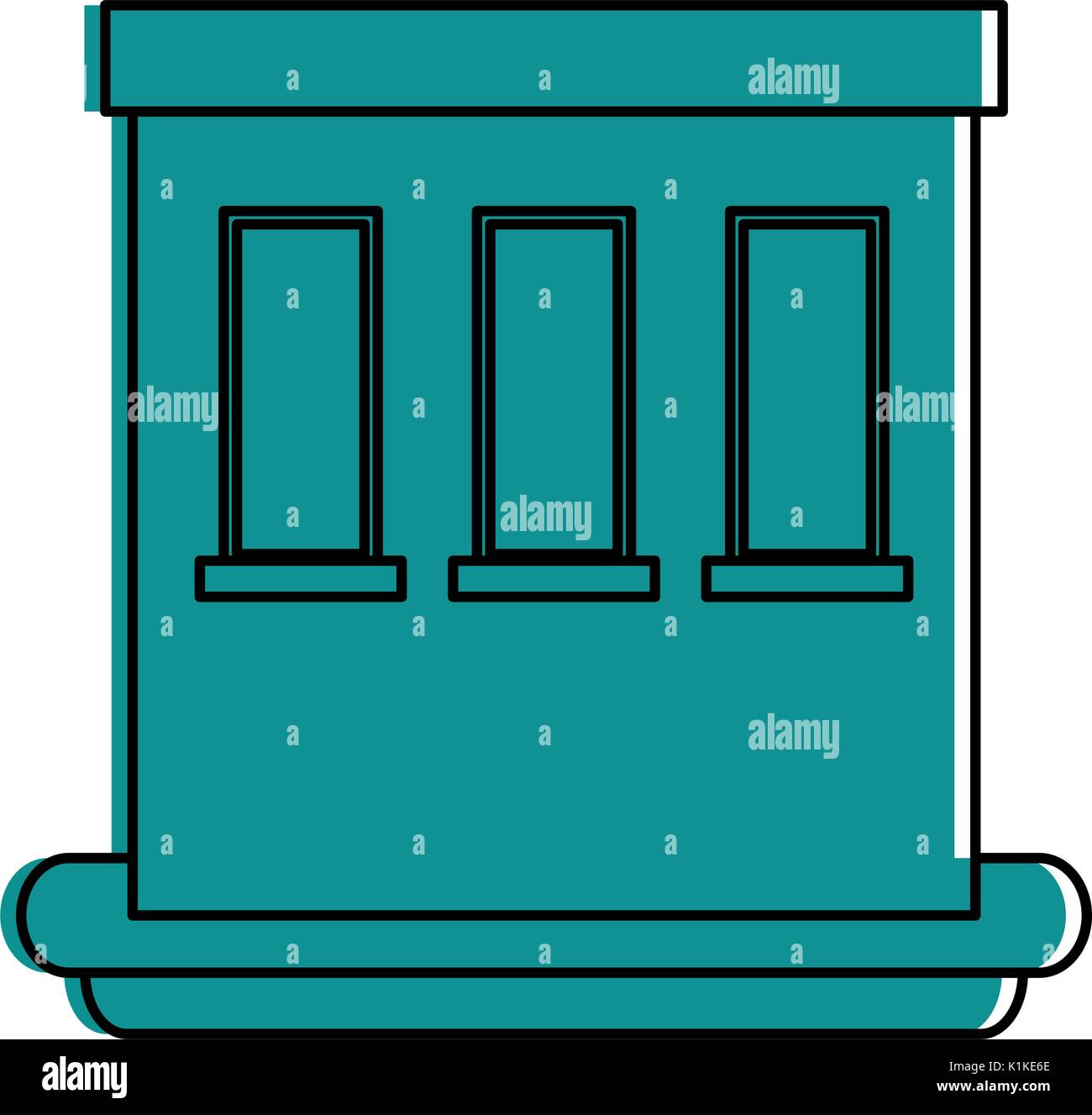 Teal monocromatic building design over white background vector ...