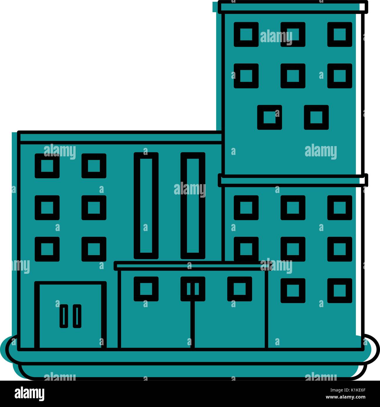 Teal monocromatic building design over white background vector ...