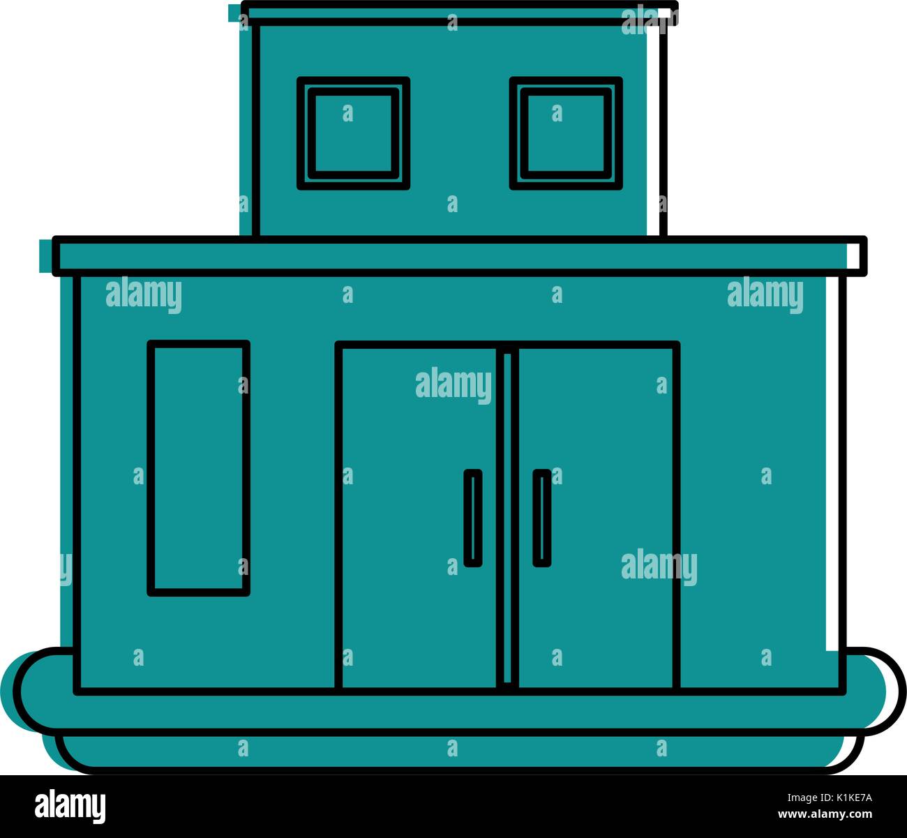 Teal monocromatic building design over white background vector ...