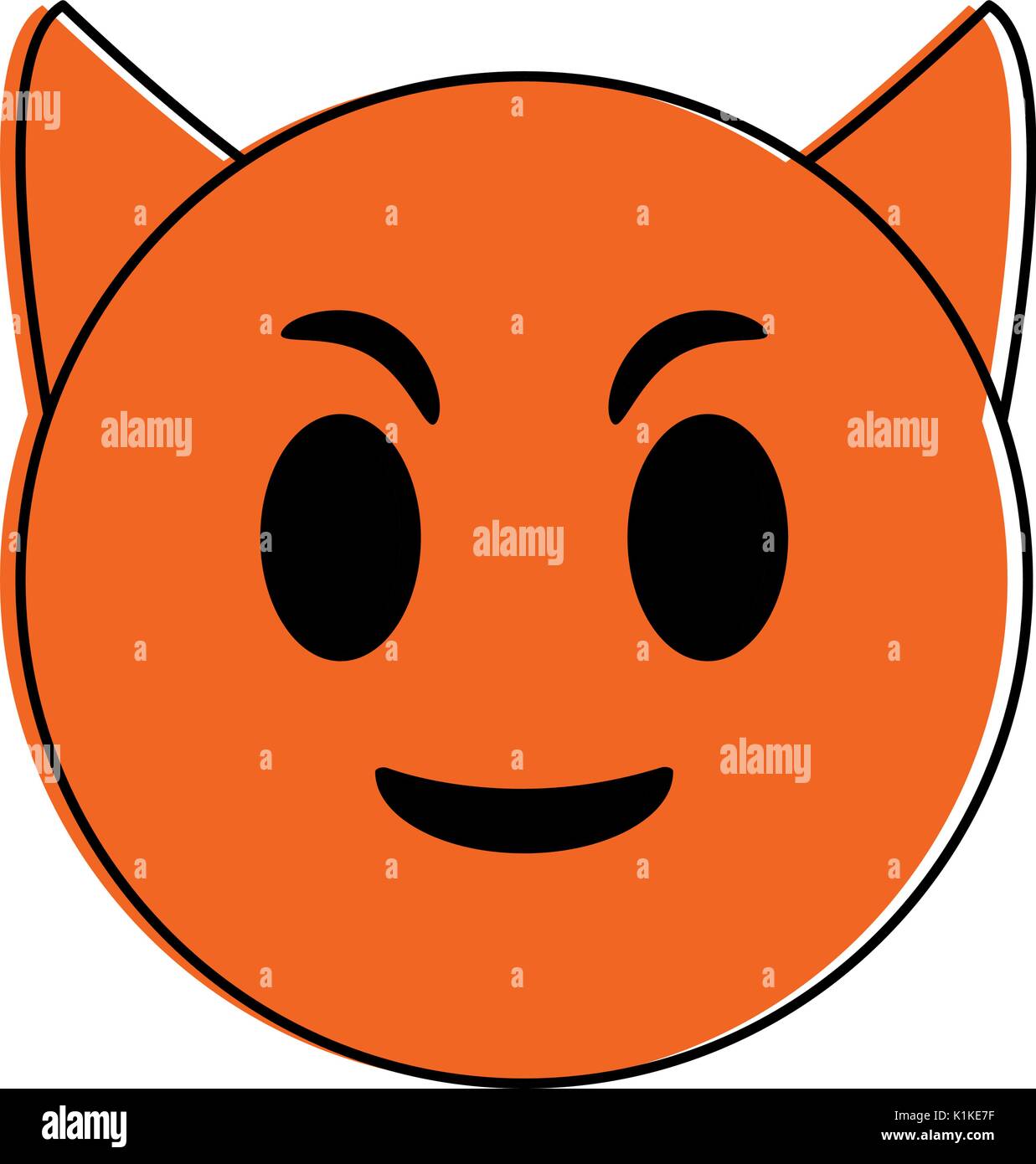 Orange monocromatic devil emoji design over white background vector ...