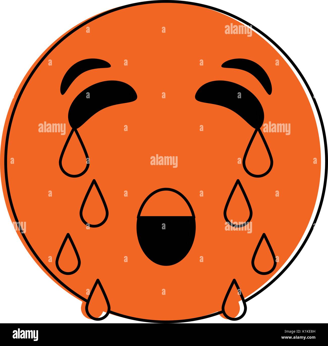 Orange monocromatic crying emoji design over white background vector ...
