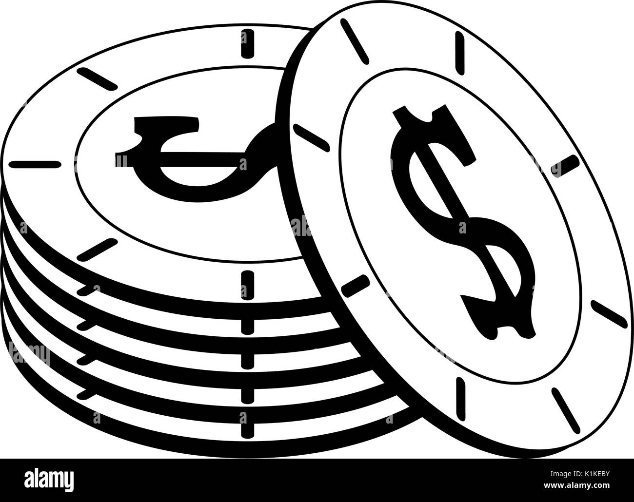 Black and white coins design over white background vector illustration ...