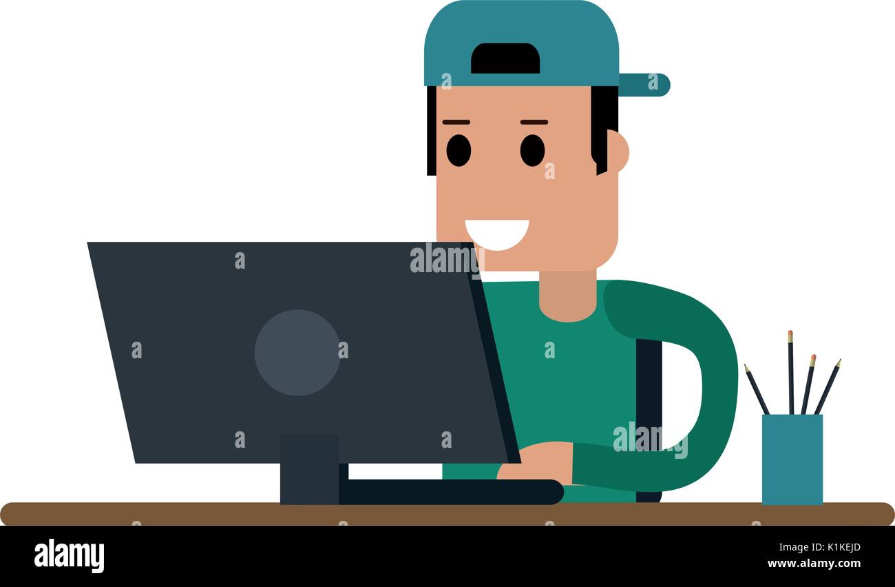 man using computer icon image vector illustration design Stock Vector ...