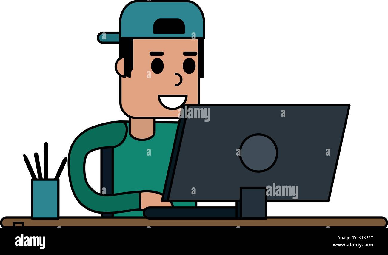 man using computer icon image vector illustration design Stock Vector ...