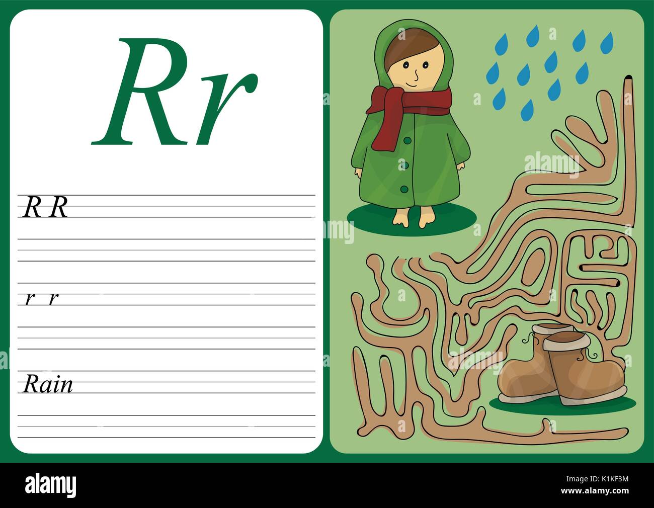 Vector illustrated alphabet with kid educational game to learn ...