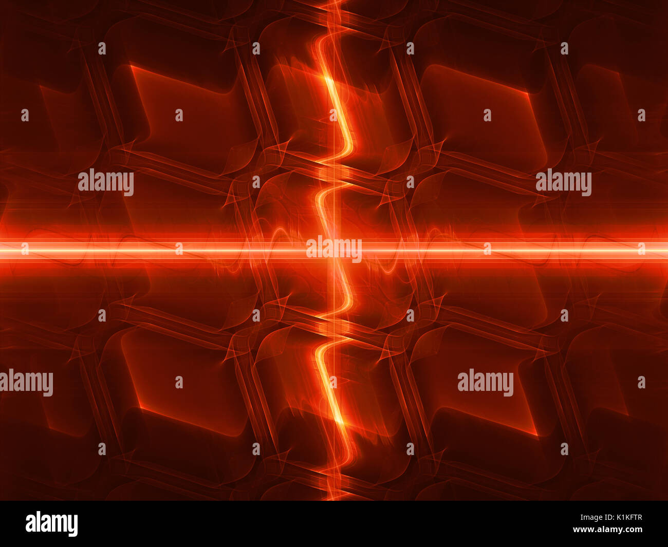 Fiery glowing technology with glowing beams, computer generated abstract background, 3D ...