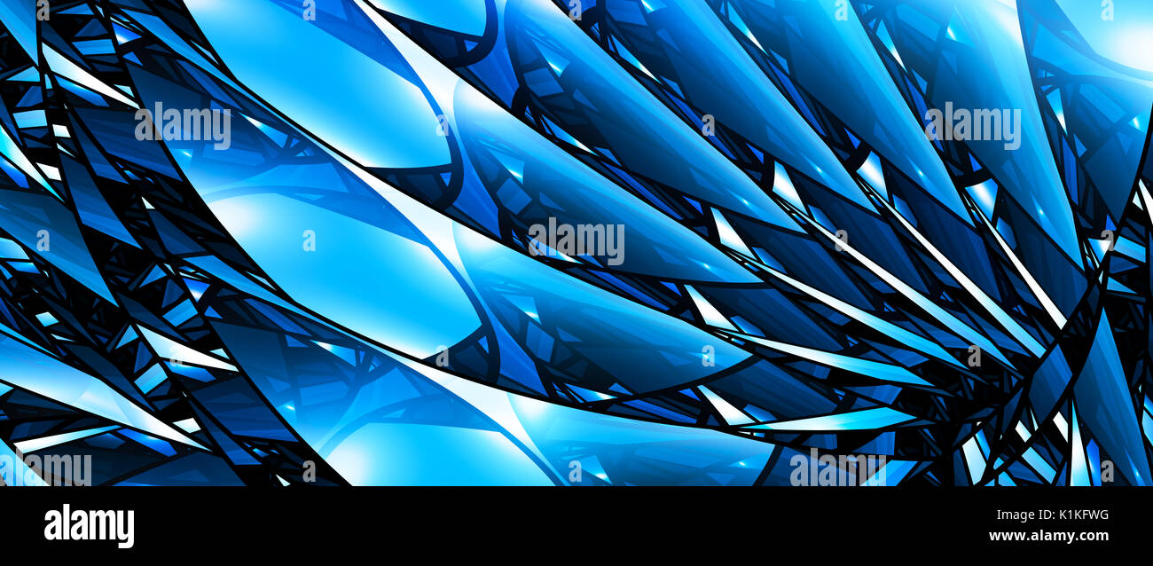 Blue glowing stained glass, computer generated abstract background, 3D ...