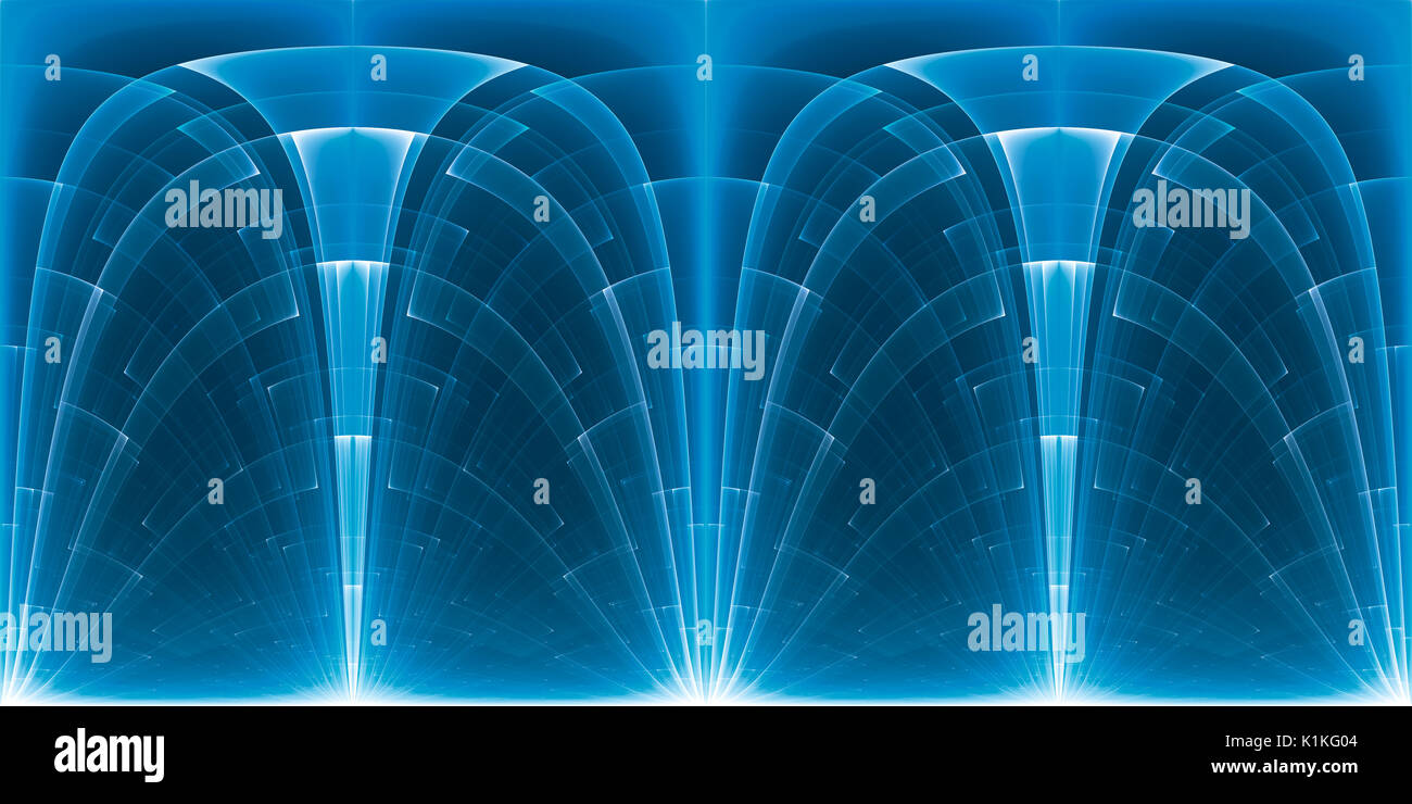 Blue glowing futuristic cpu panorama texture for VR, computer generated ...