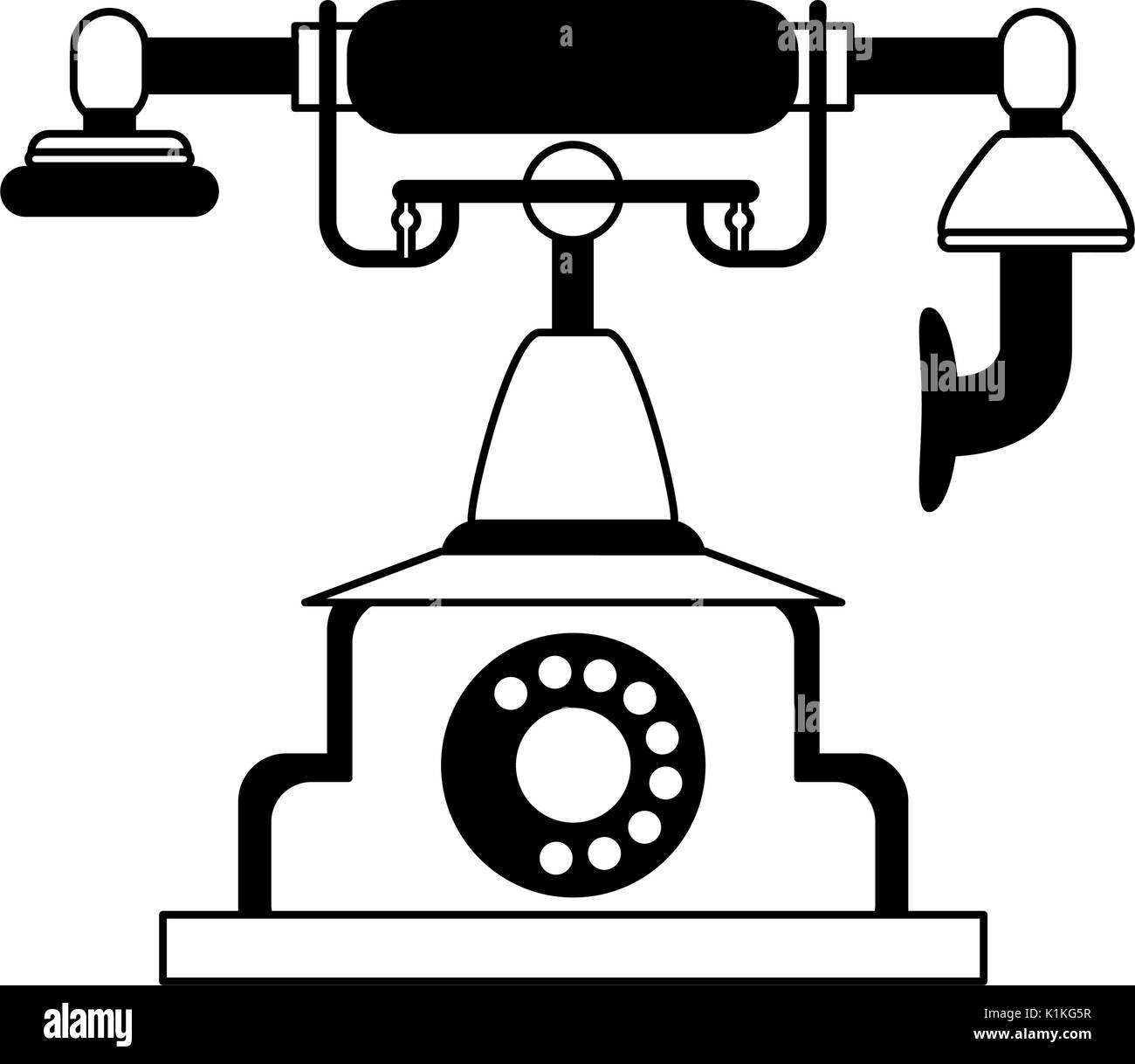 fancy vintage rotary phone icon image vector illustration design black ...