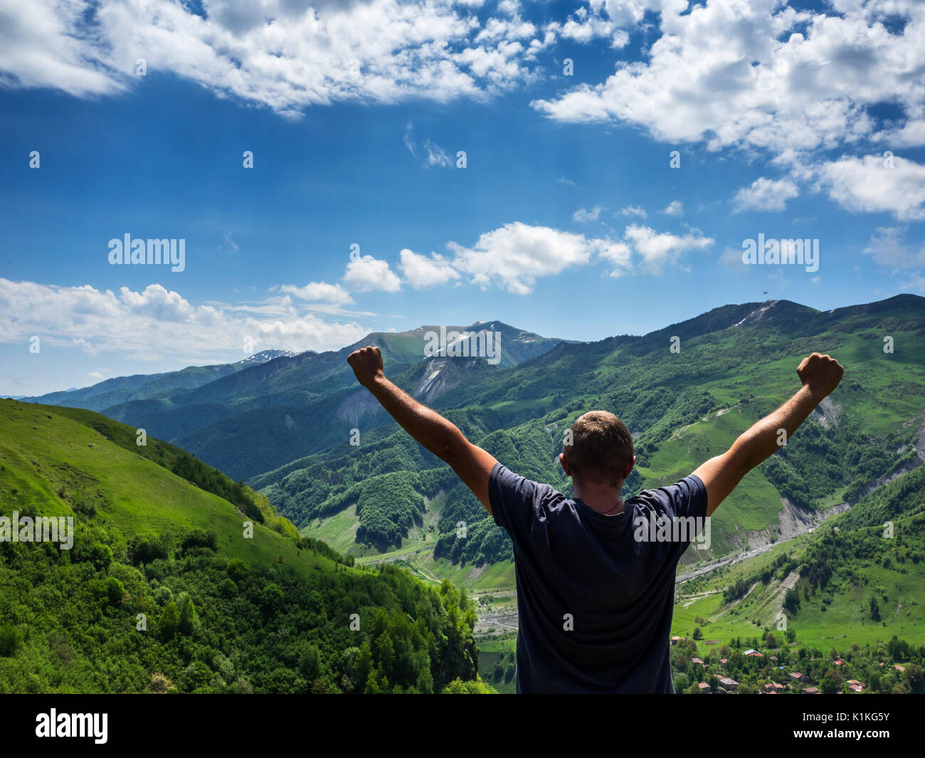Man standing hands up air hi-res stock photography and images - Alamy